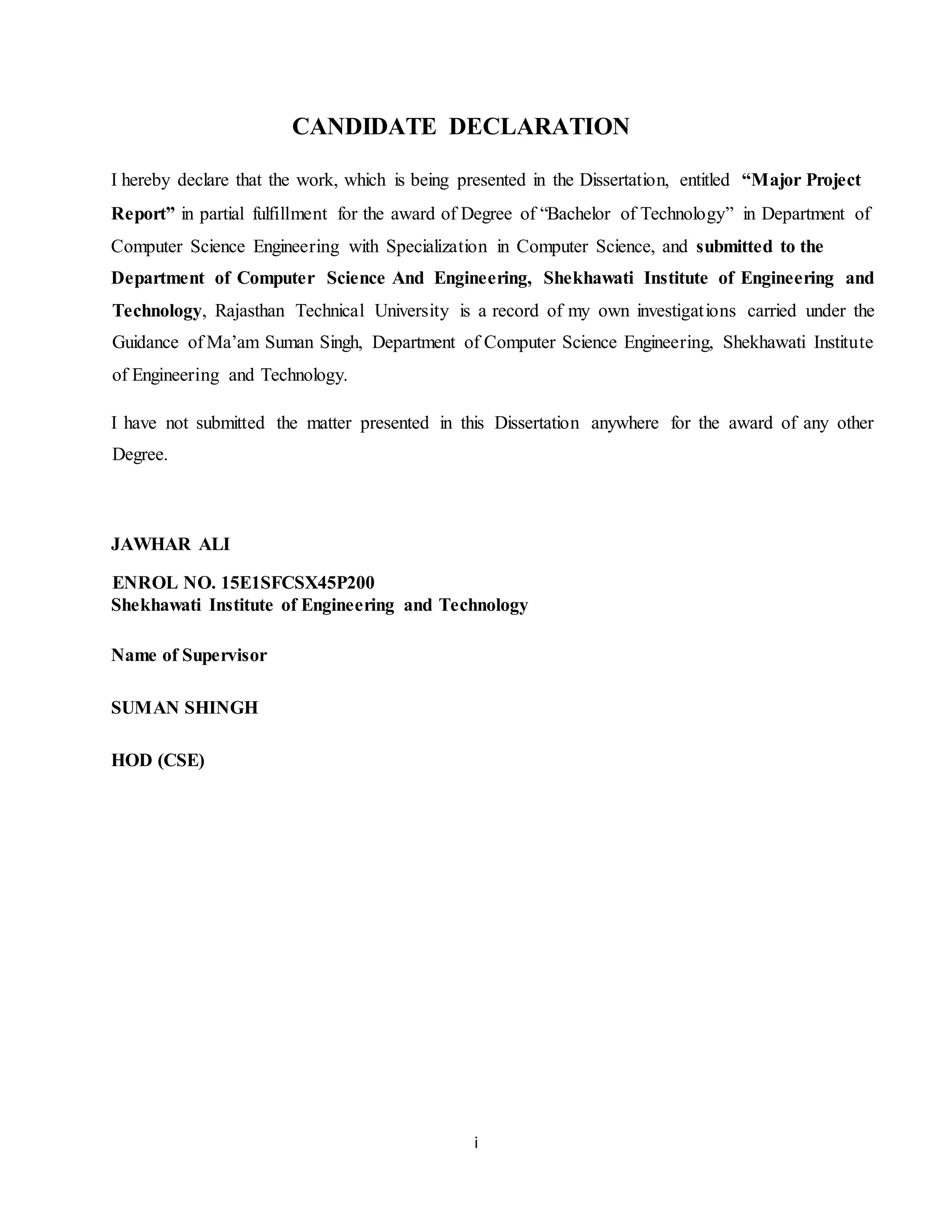 Cand declaration | PDF