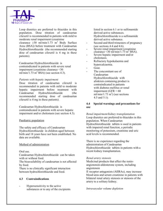 Candesartan and Hydrochlorothiazide Tablets SmPC Taj Pharmaceuticals ...