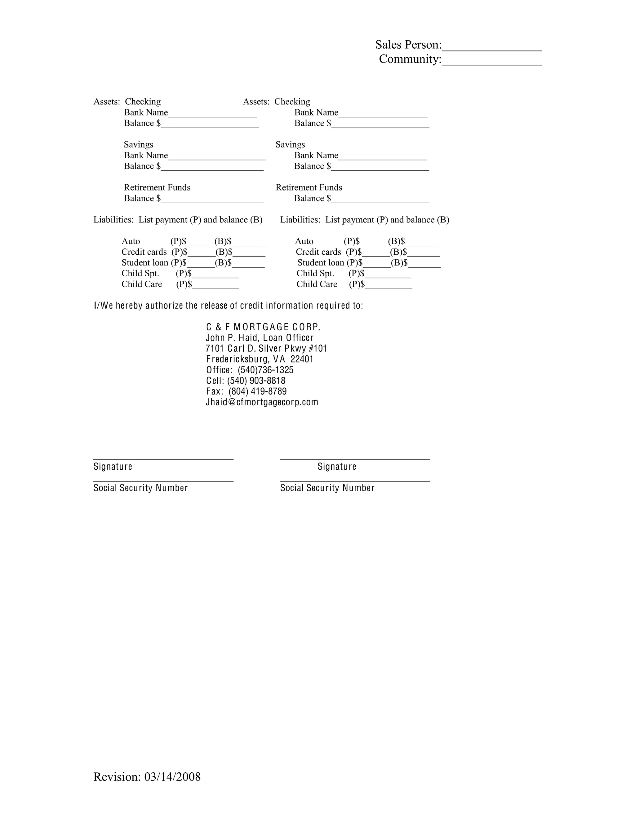 Cand F Pre Approval App | PDF