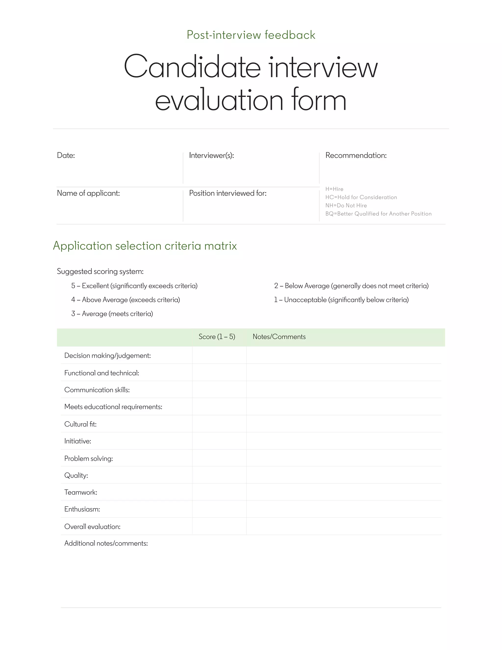 Candidate evaluation form | PDF