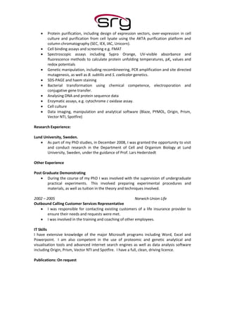 Candidate 116168 (srg) molecular biologist | PDF