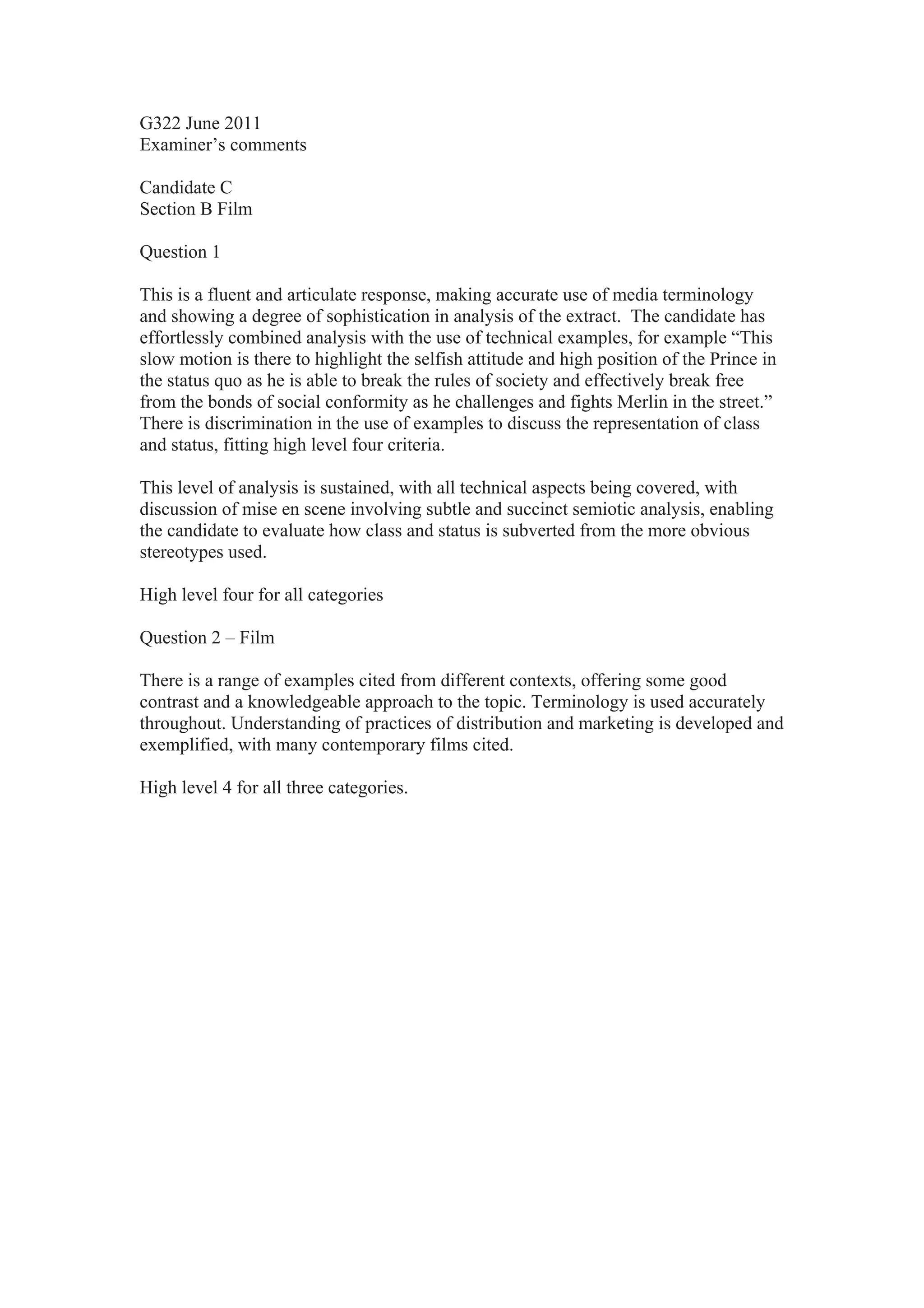 Exemplar Response: G322 - TV Drama and Audiences and Institutions (Film ...