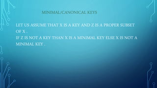 How to find Candidate keys , Minimal Keys and CLosure of any Attributes ...
