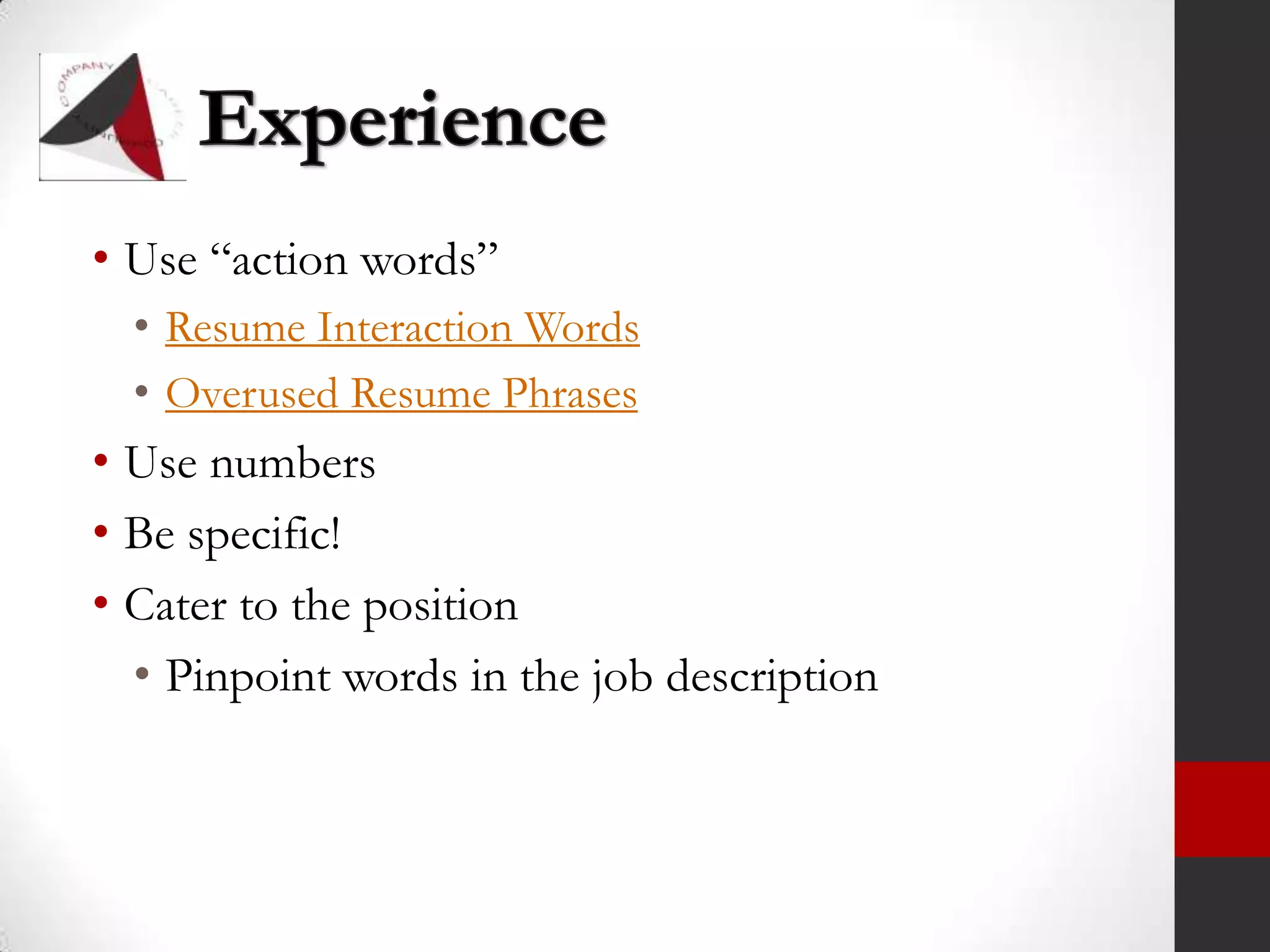 Candidate presentation -Resume | PPT