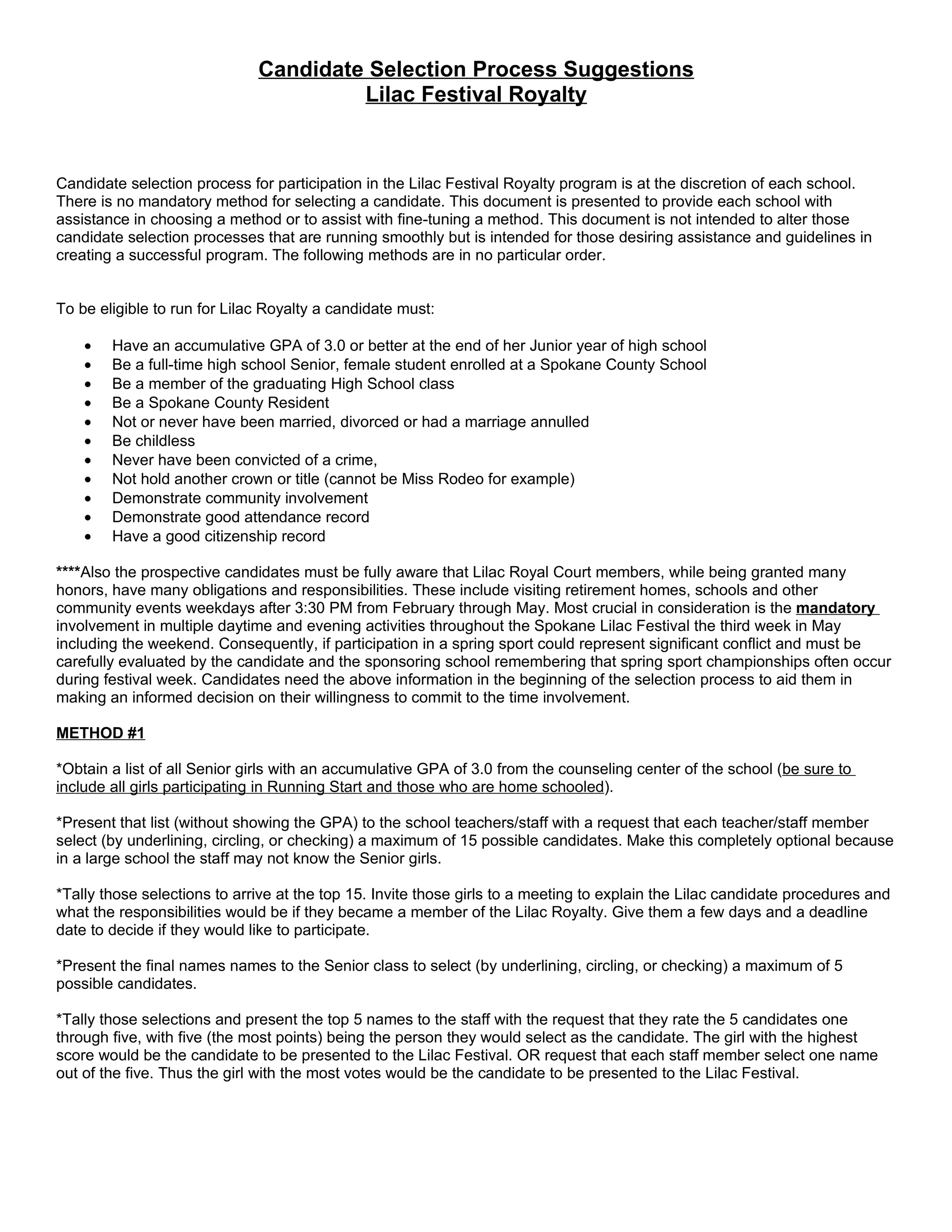 Candidate Selection Process Suggestions | DOC
