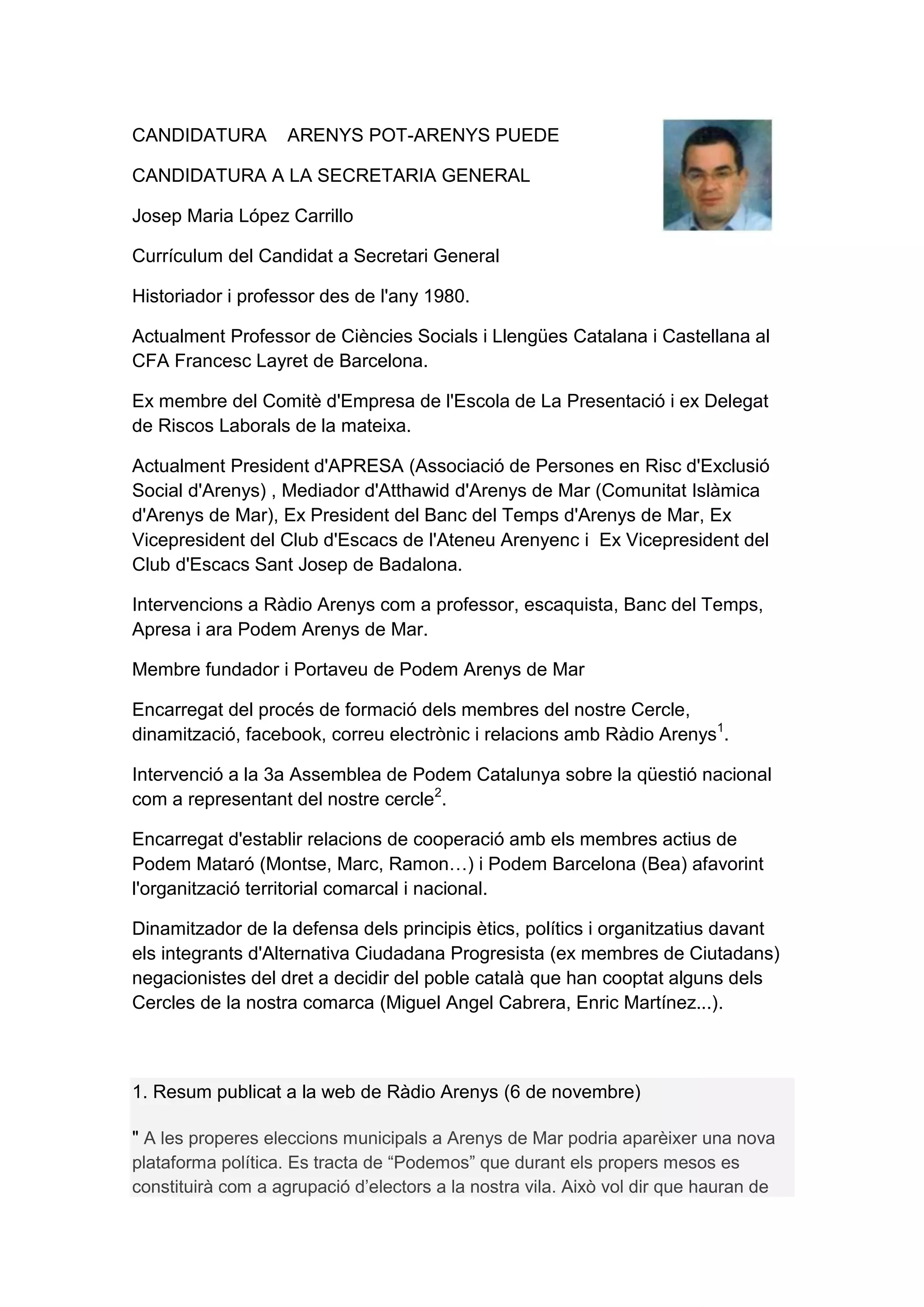 Candidatura si volem | PDF