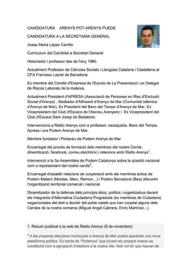 Candidatura si volem | PDF