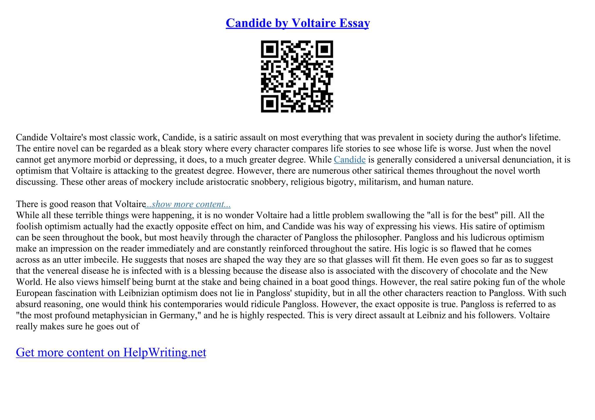 Candide By Voltaire Essay | PPT