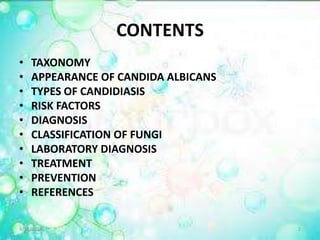 Candidiasis Presentation , SYMTOMPS, RISK FACTORS, MANAGEMEN | PPT