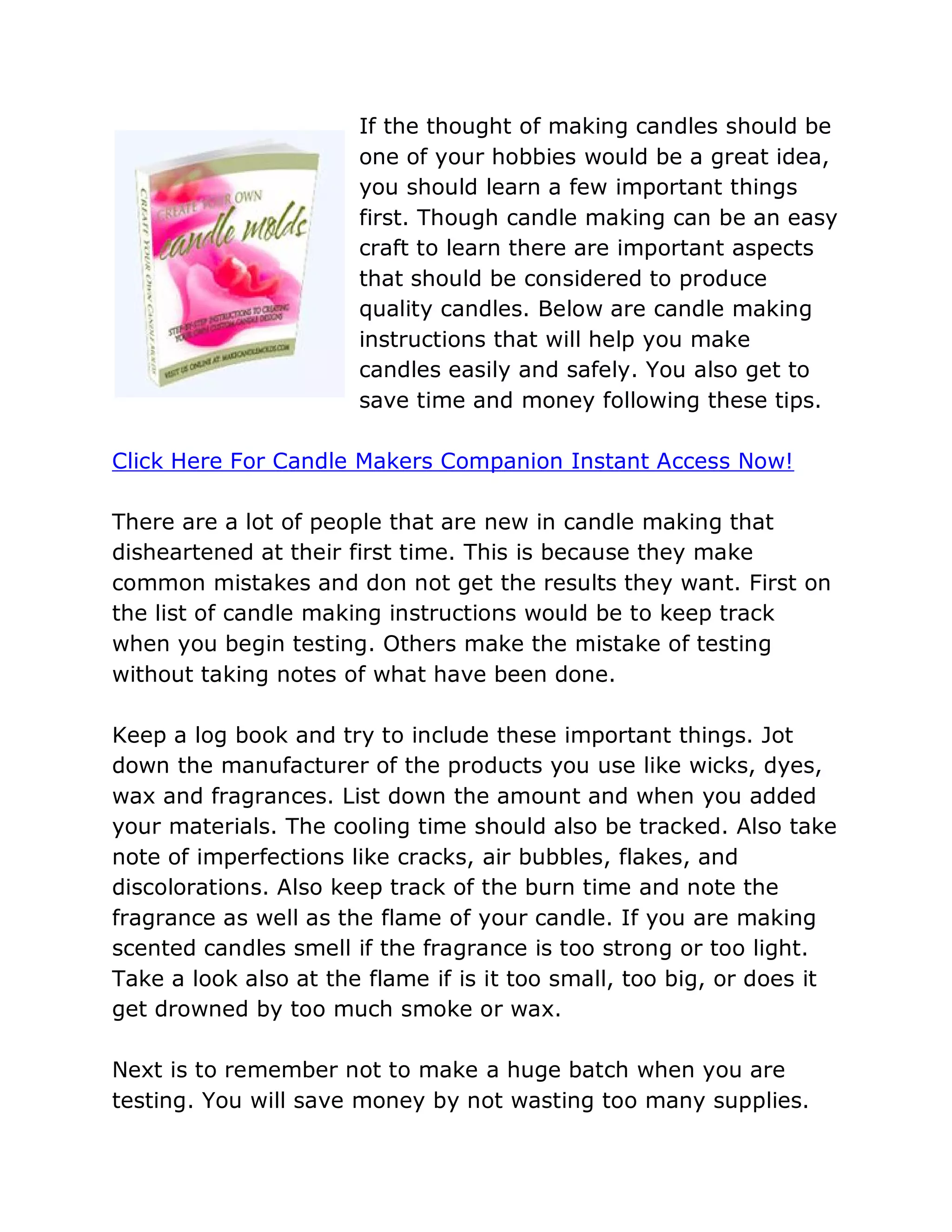 Candle Makers Companion - Candle Making Instructions | PDF