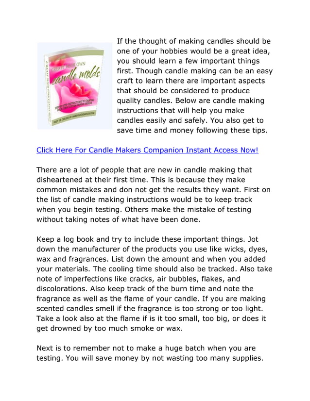 Candle Makers Companion - Candle Making Instructions | PDF | Candle and ...