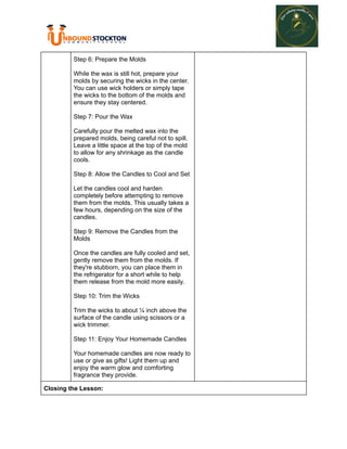 Candle Making Lesson Plan - Unbound Stockton | PDF