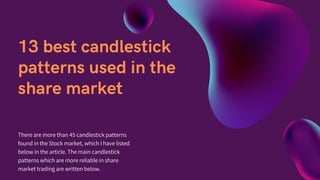Candlestick patterns in Share market trading | PDF