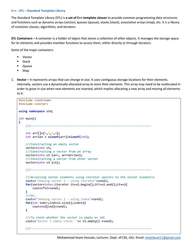 DS & Algo 1 - C++ and STL Introduction | PDF