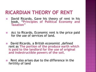 david ricardo theory of rent by karampreet | PPTX