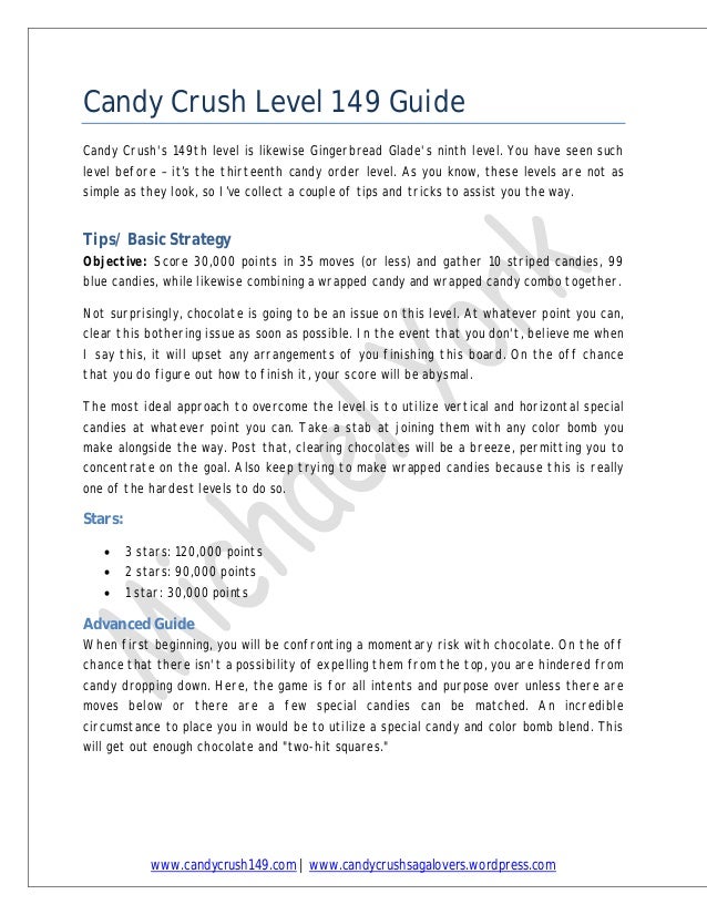 Candy crush level 149 Guide