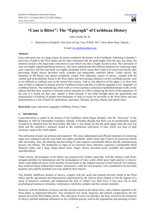 “Cane is bitter”the “epigraph” of caribbean history | PDF