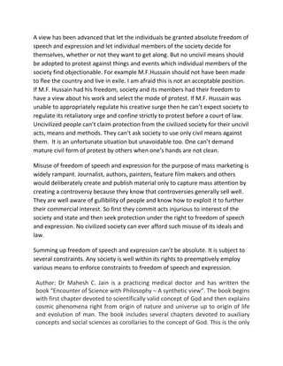 Can freedom of speech be absolute | DOCX