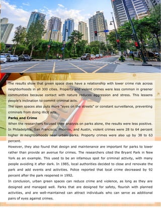 Can Green Spaces Reduce Crime and Violence in Urban Areas? | PDF