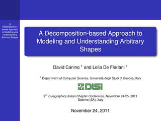 A Decomposition-based Approach to Modeling and Understanding Arbitrary Shapes | PDF | Graphics ...