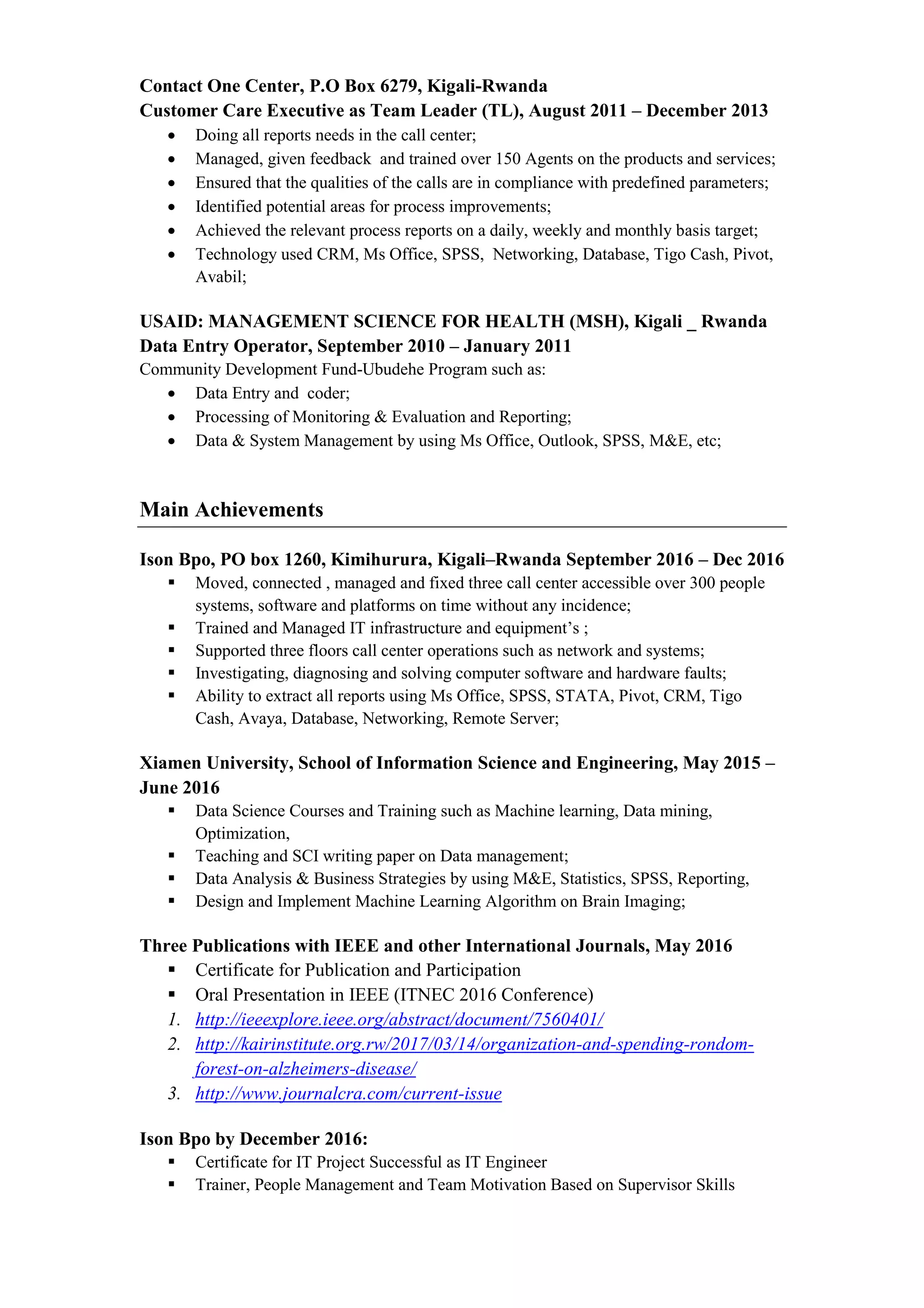 Canisius gakiza's application cv | PDF