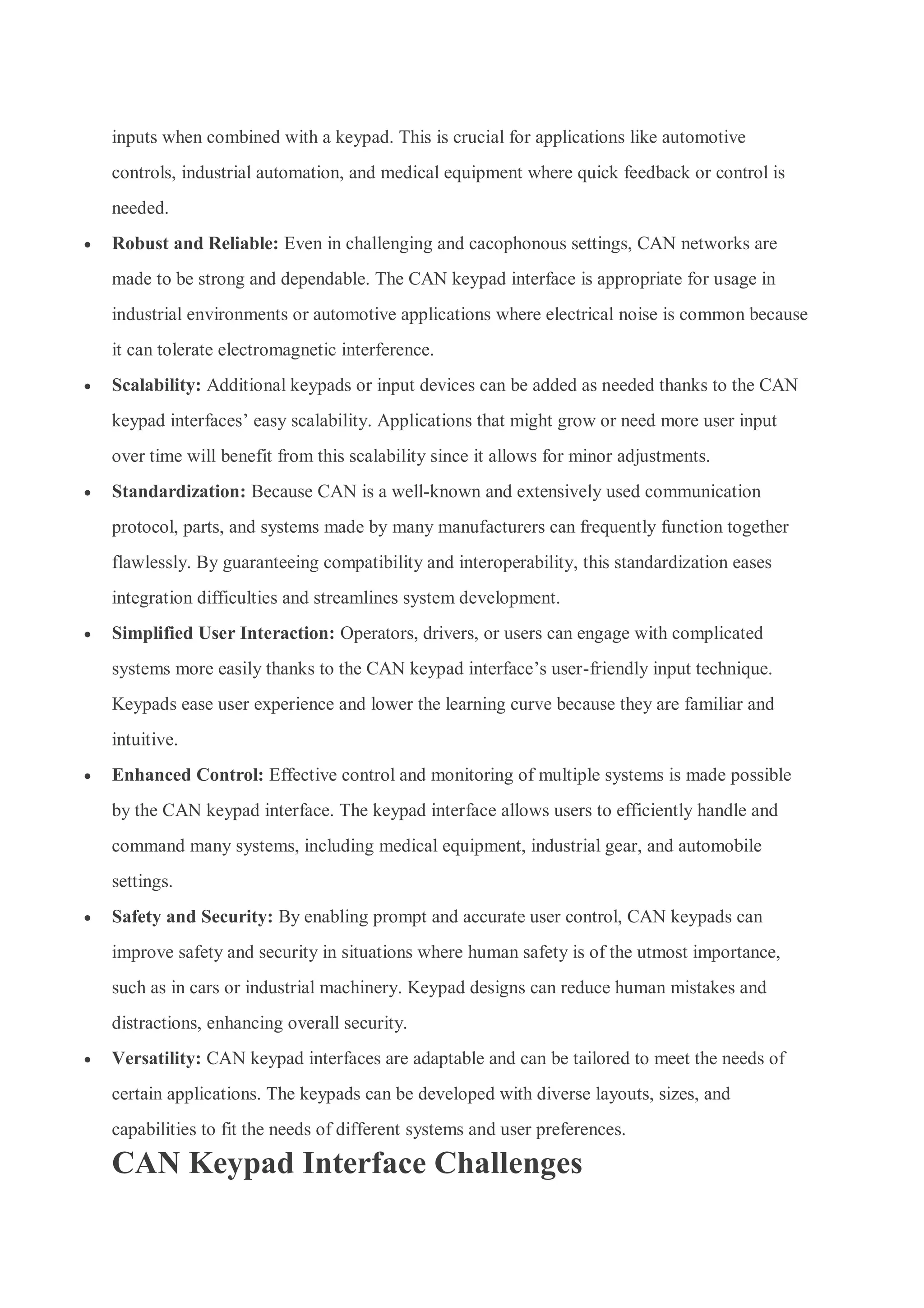 CAN Keypad Interface | PDF