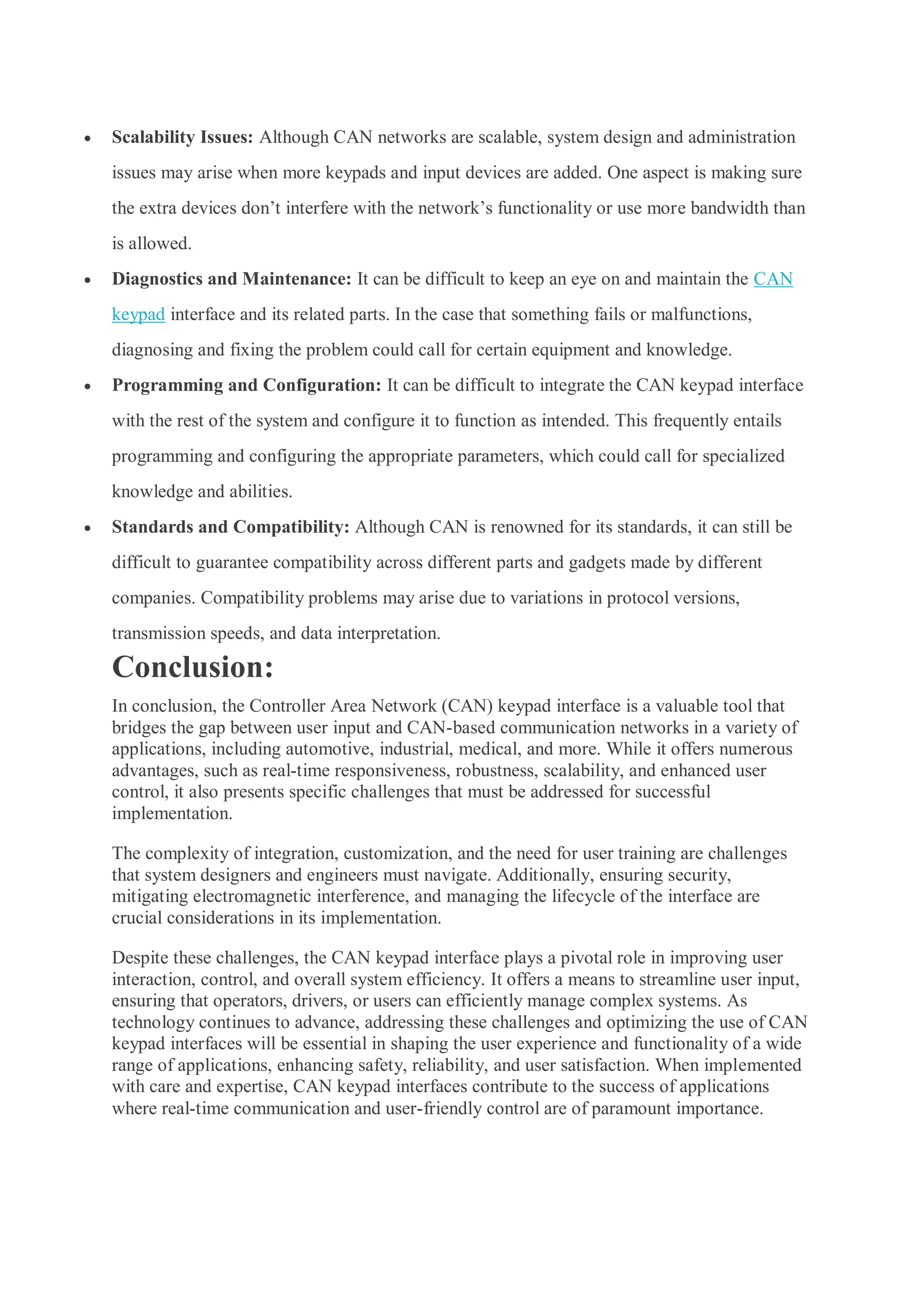 CAN Keypad Interface | PDF
