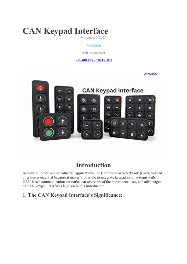 CAN Keypad Interface | PDF