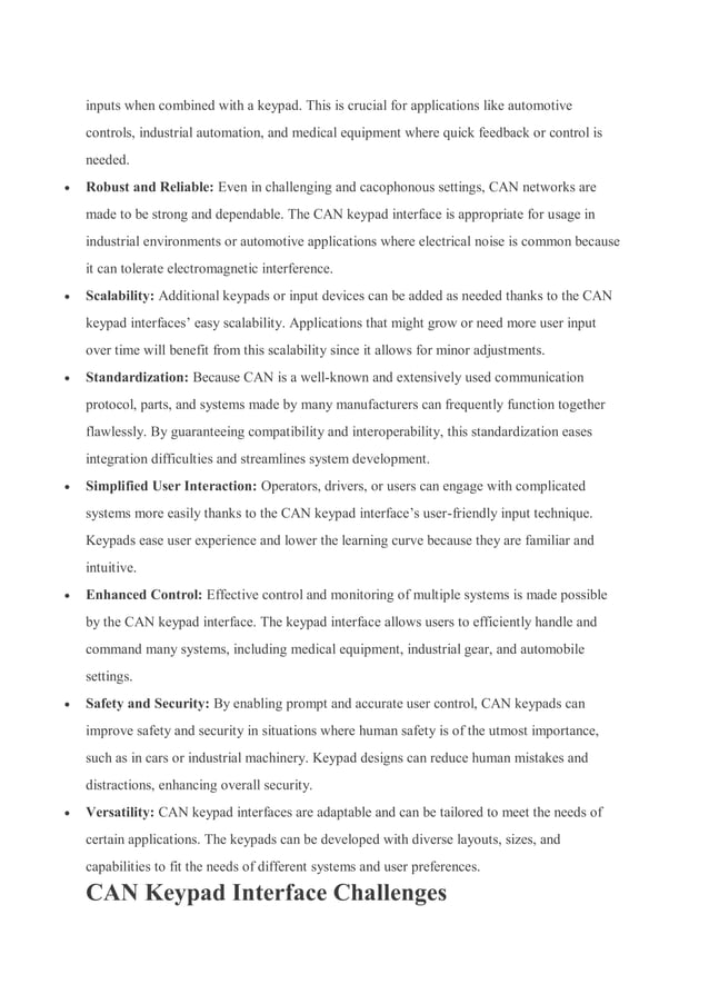 CAN Keypad Interface | PDF