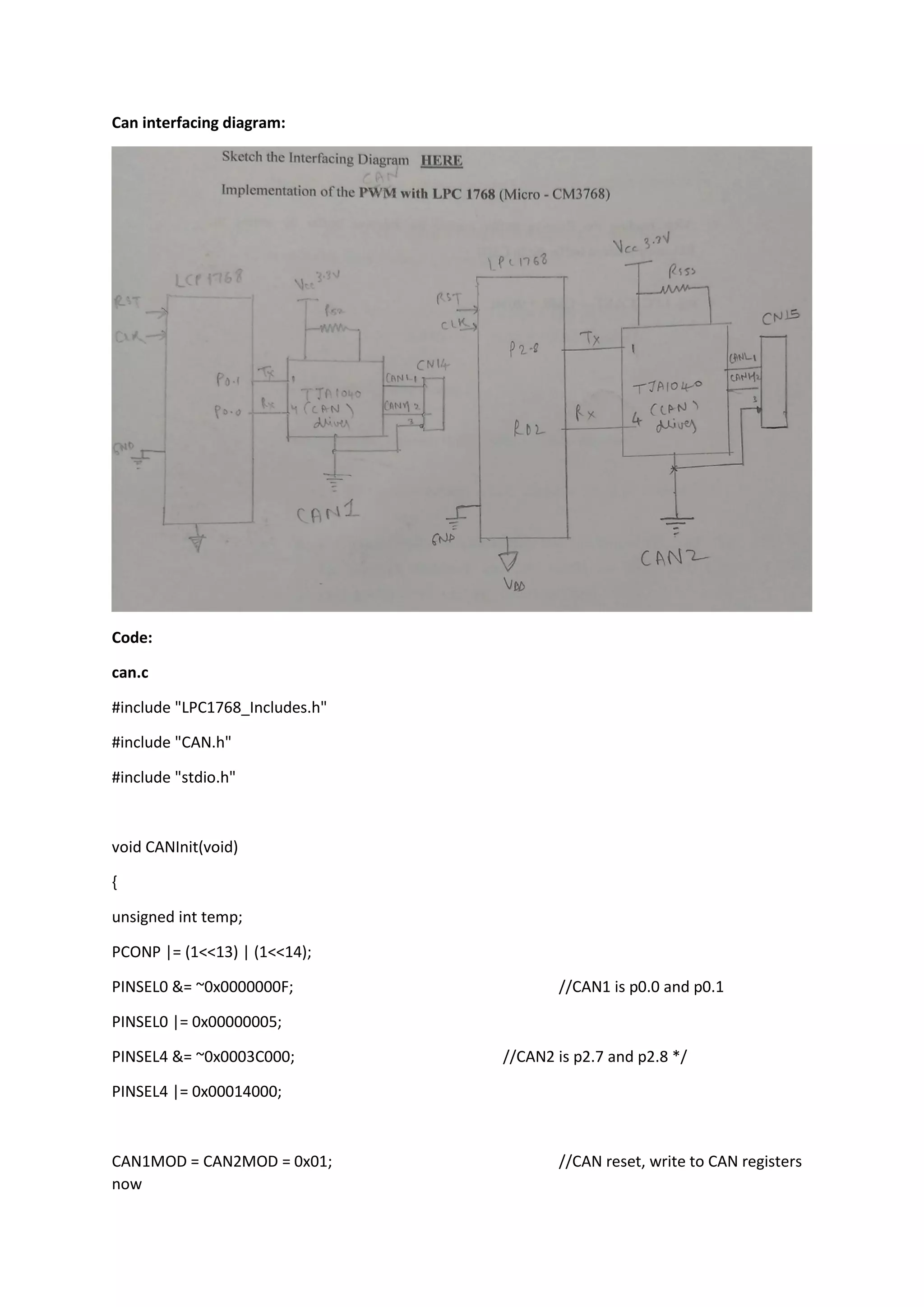 CAN interfacing on LPC1768 (ARM Cortex M3 based Micro controller) | PDF