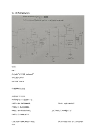 CAN interfacing on LPC1768 (ARM Cortex M3 based Micro controller) | PDF