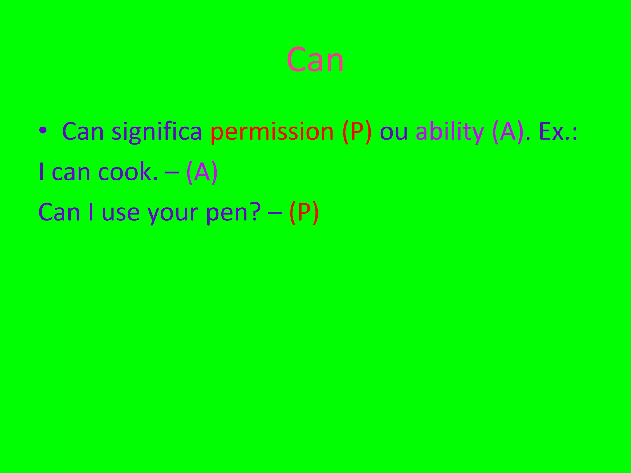 Can, must, may- Inglês | PPTX