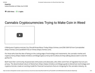 Cannabis Cryptocurrencies Trying to Make Coin in Legal Marijuana | PPT
