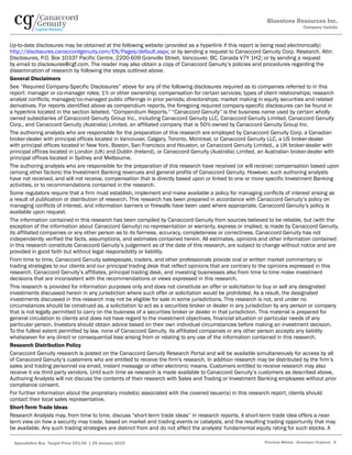 Cannacord Genuity - Bluestone Resources Report | PDF