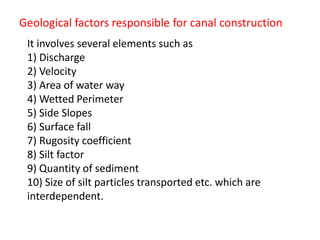 Geological factor for canal alignment | PPTX | Geography | Science