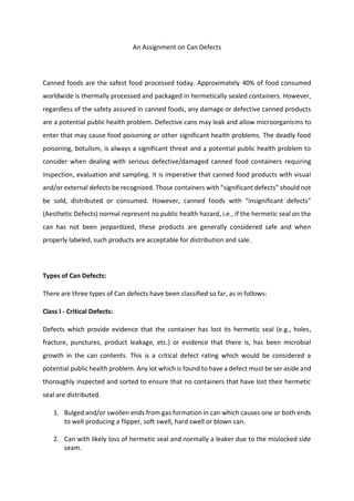 Defects of Can, Food Can | PDF
