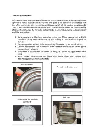 Defects of Can, Food Can | PDF
