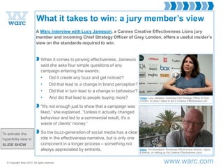 Cannes lions 2012 analysis from Warc | PPT