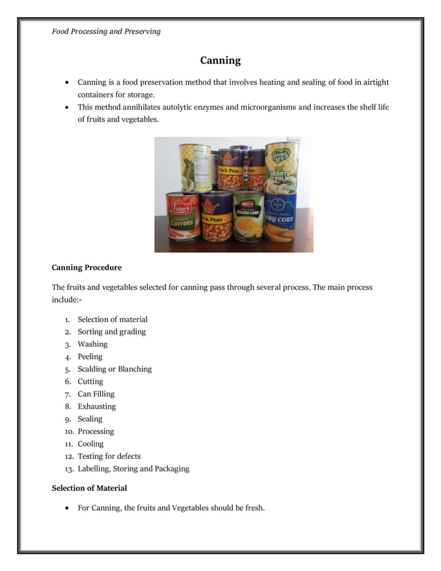 Canning | PDF