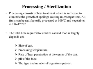 canning process in technology of processed food | PDF