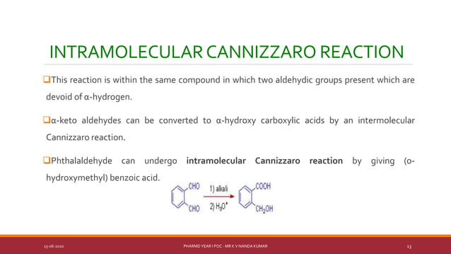 Cannizzaro reaction | PPTX | Chemistry | Science