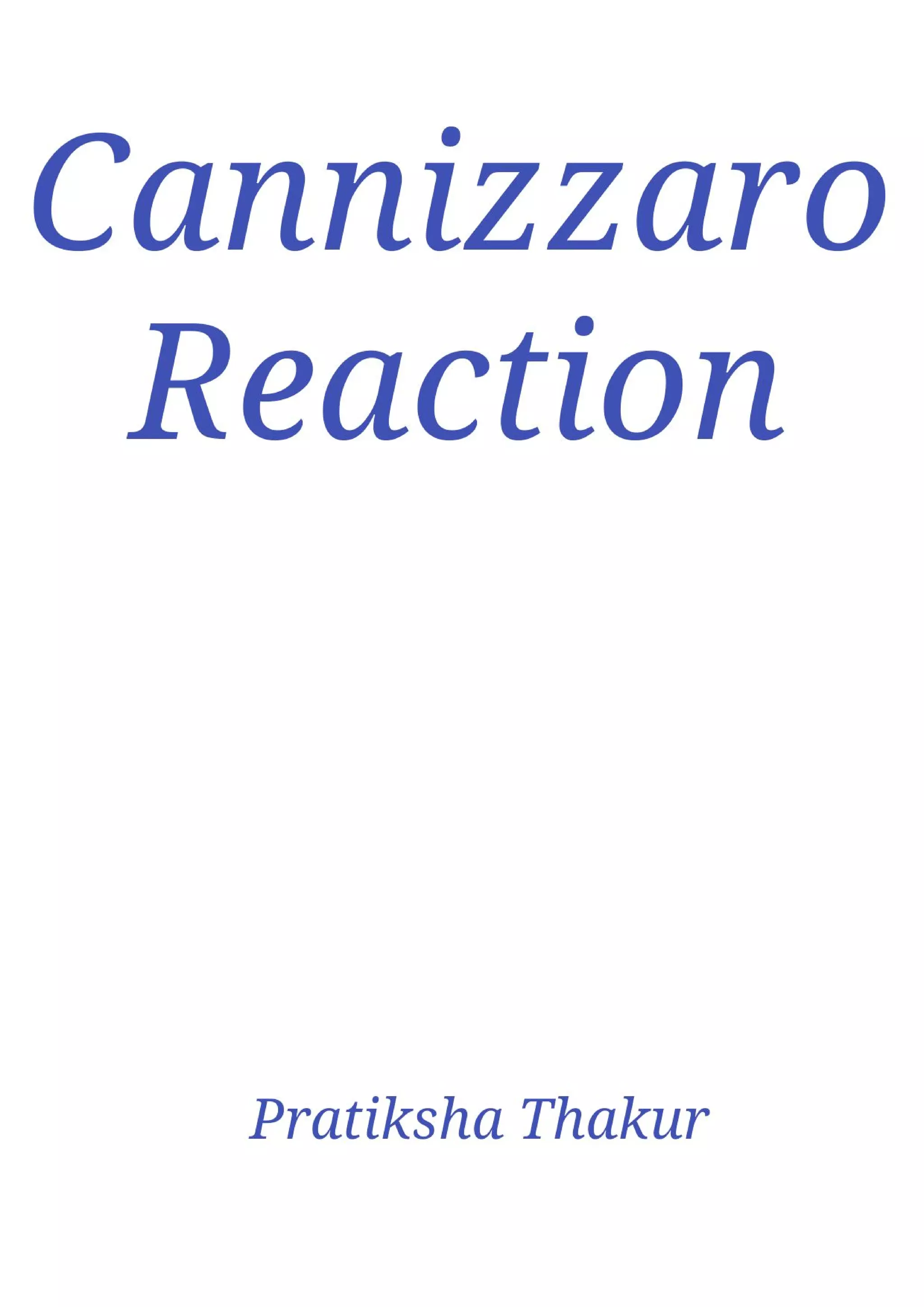 Cannizzaro Reaction | PDF