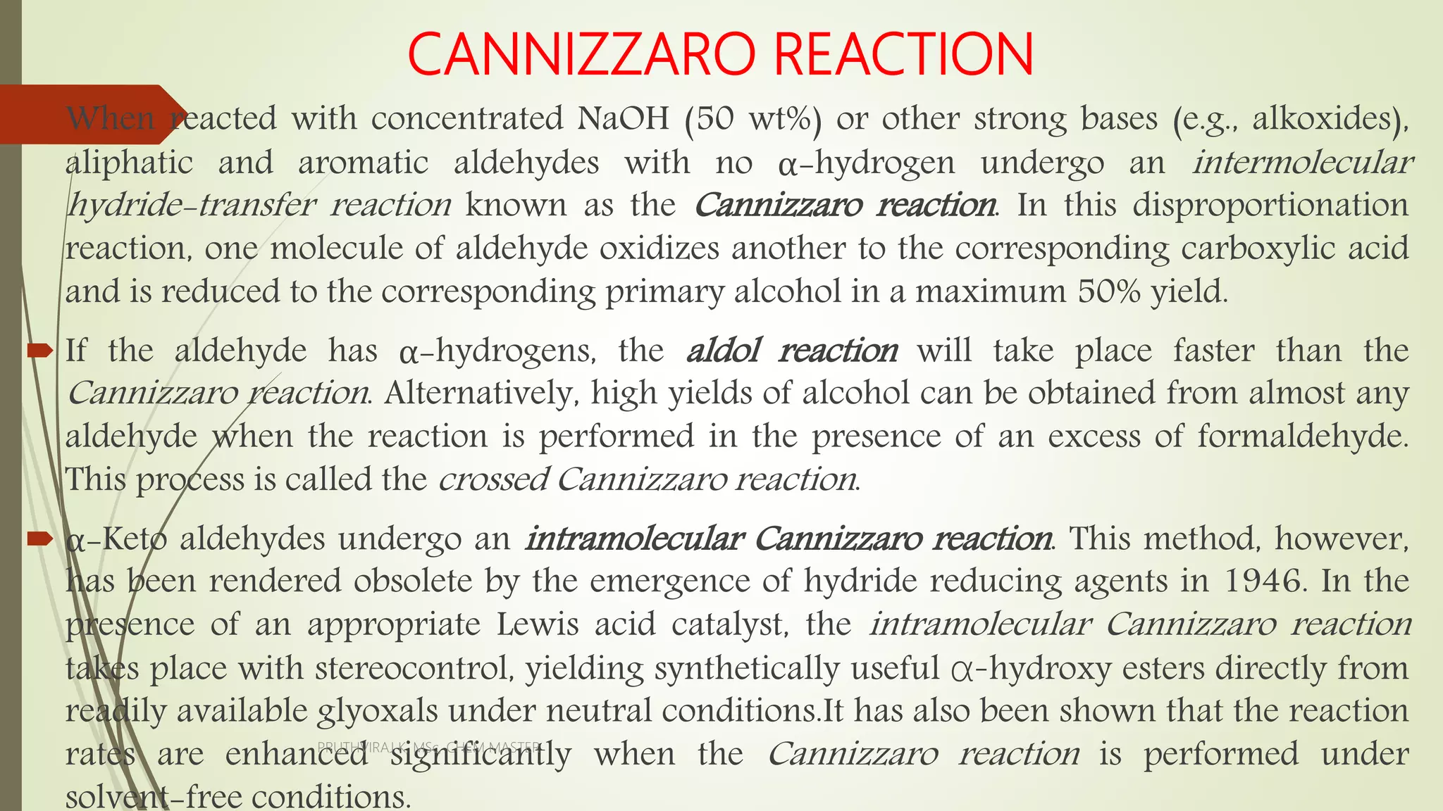 Cannizzaro's Reaction | PPTX
