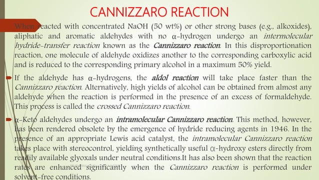 Cannizzaro's Reaction | PPTX | Chemistry | Science