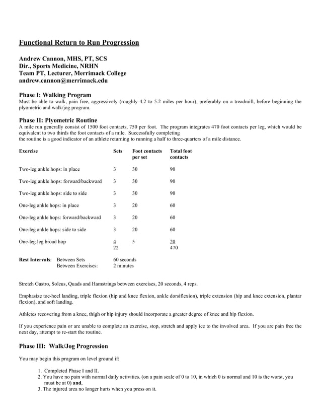 Cannon Return To Run Progression | PDF
