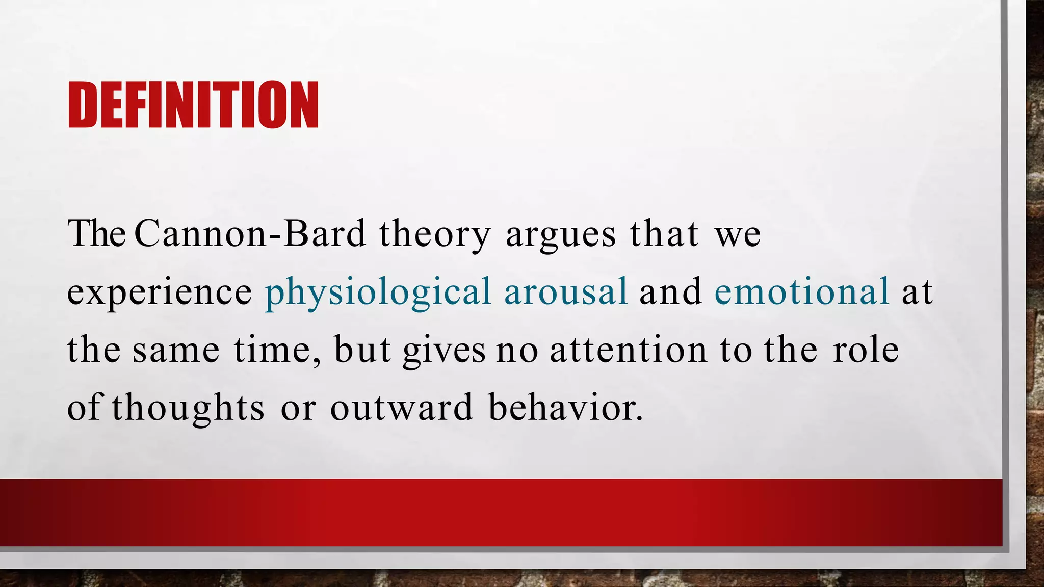 Cannon bard theory of emotions | PPTX