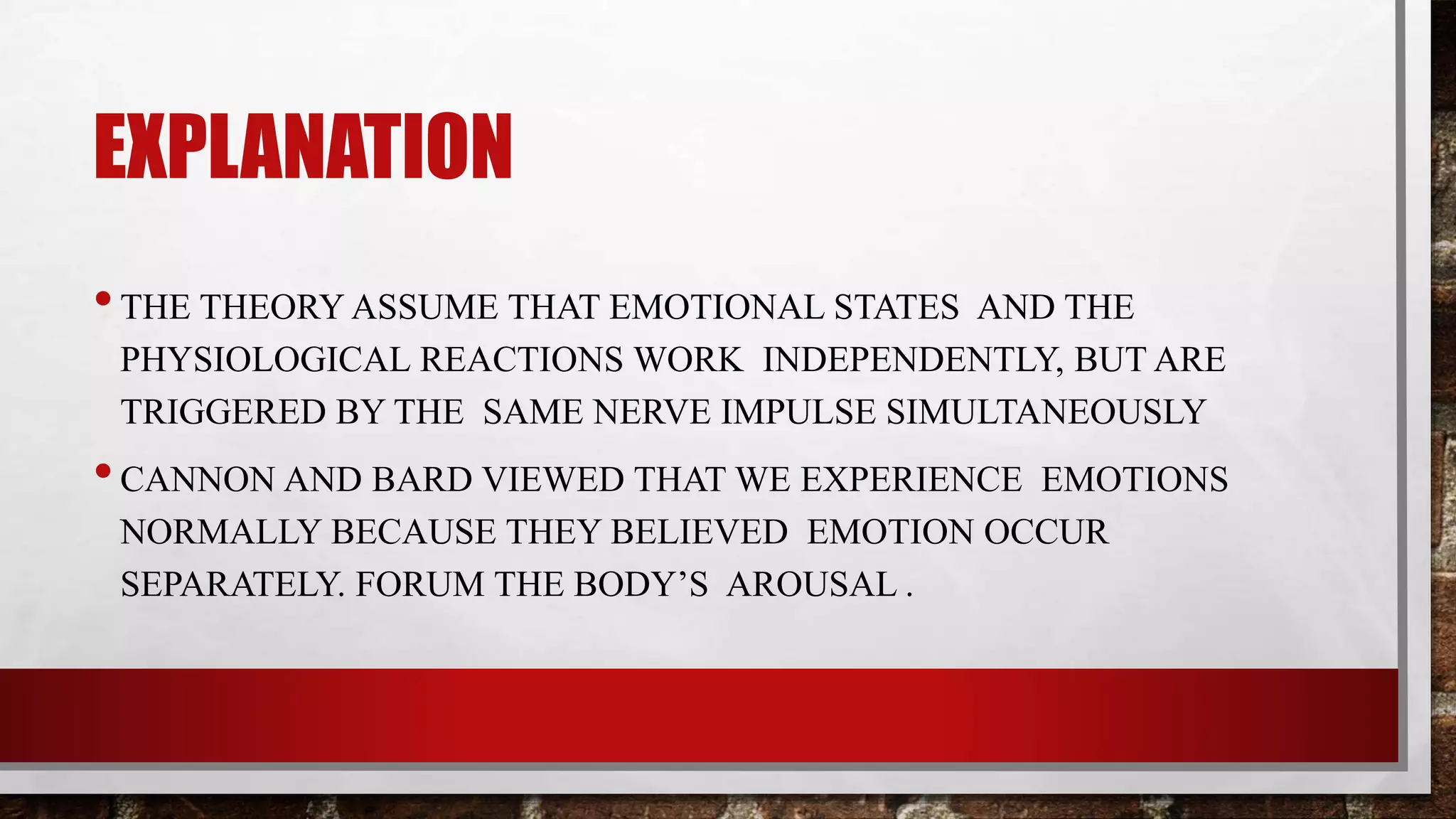 Cannon bard theory of emotions | PPTX