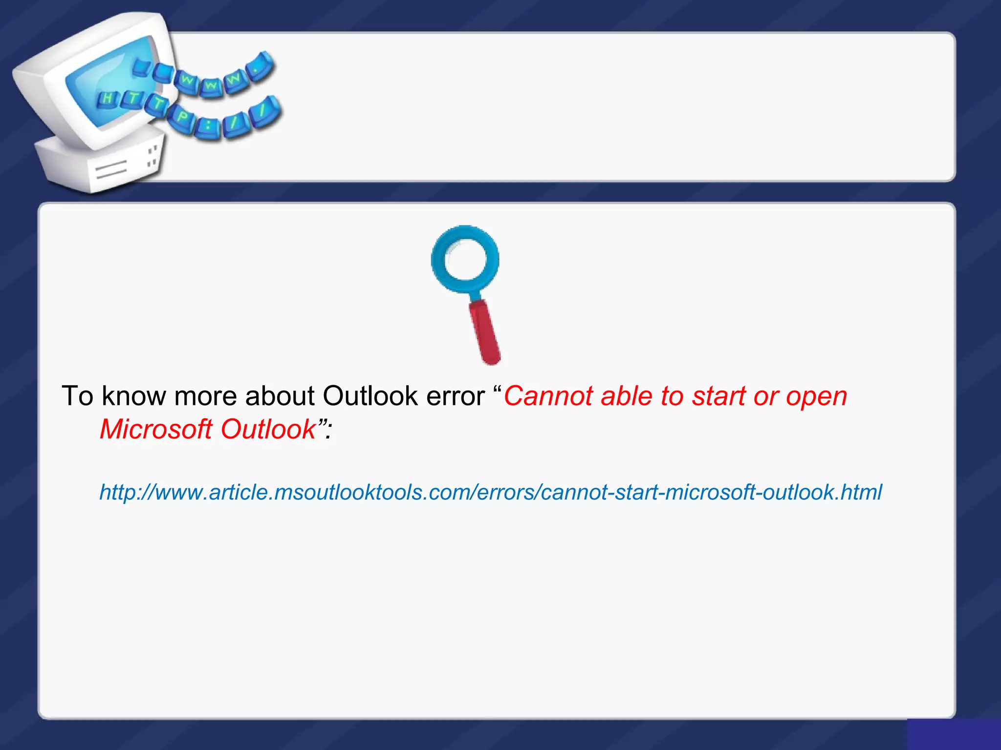 Fix Outlook Error Cannot Start Microsoft Outlook | PPT