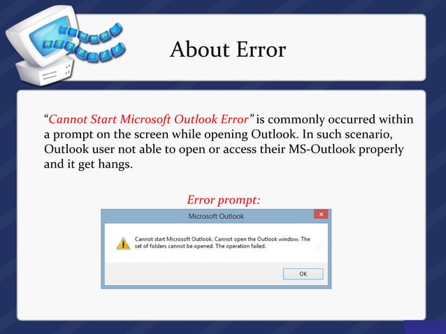 Fix Outlook Error Cannot Start Microsoft Outlook | PPT