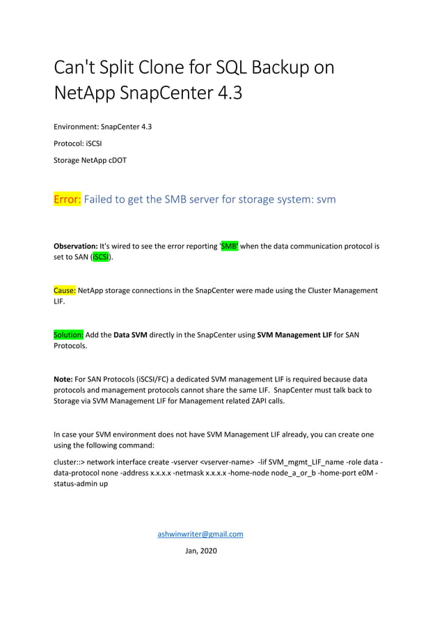 Cannot split clone snapcenter 4.3 | PDF